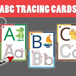 Alphabet Tracing Printable Flashcards Uppercase and - Etsy