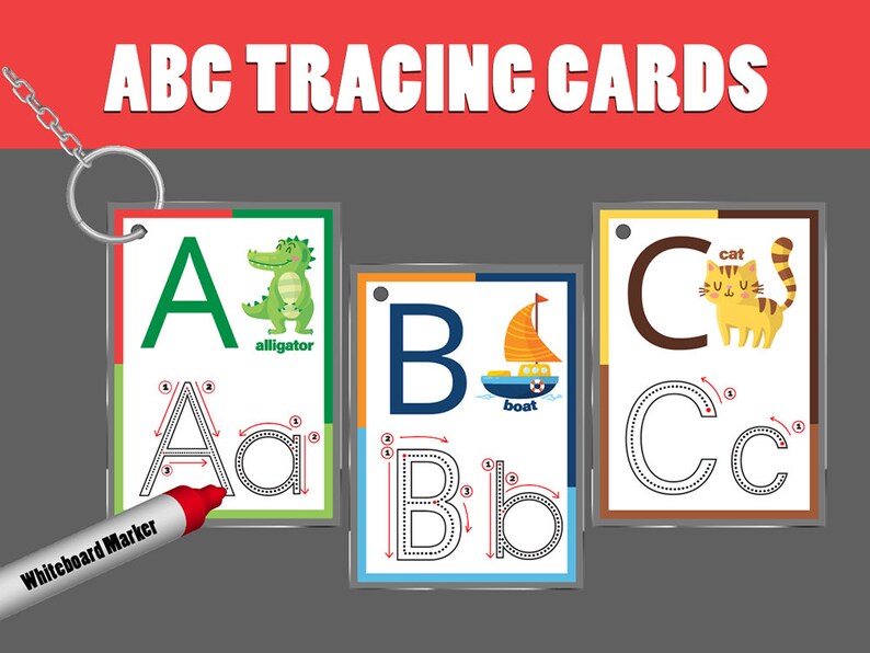 Alphabet Tracing Printable Flashcards, Uppercase and Lowercase, Abc ...