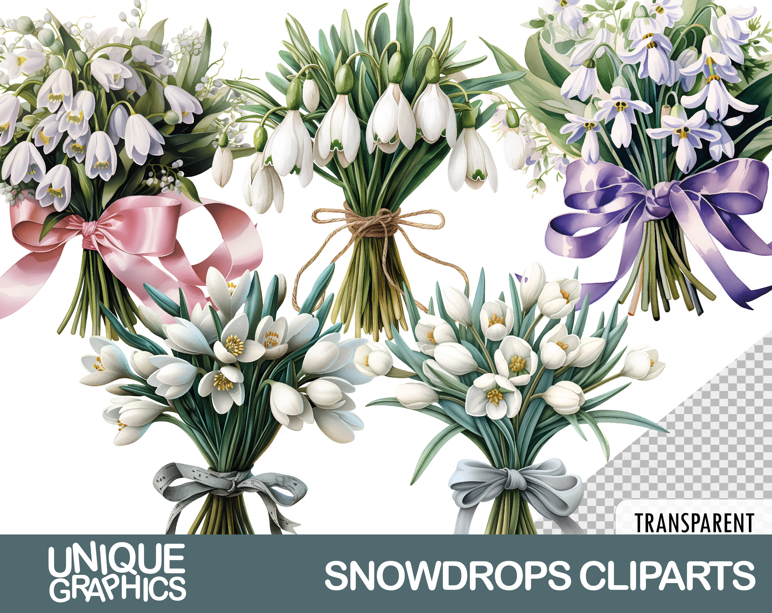Snowdrop Clipart, Snowdrop PNG, Watercolor Flowers Clipart, Snowdrop ...