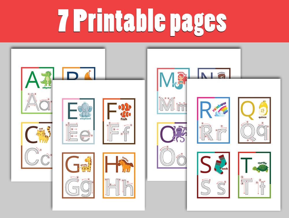 Alphabet Tracing Printable Flashcards, Uppercase and Lowercase, Abc ...