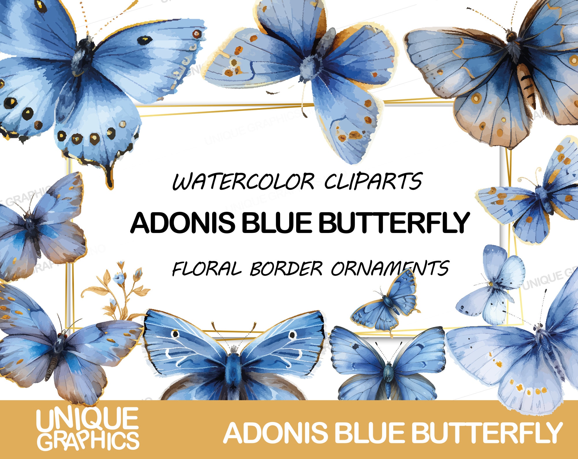 Watercolor Adonis Blue Clipart, Adonis Blue Desing, Blue Butterfly ...