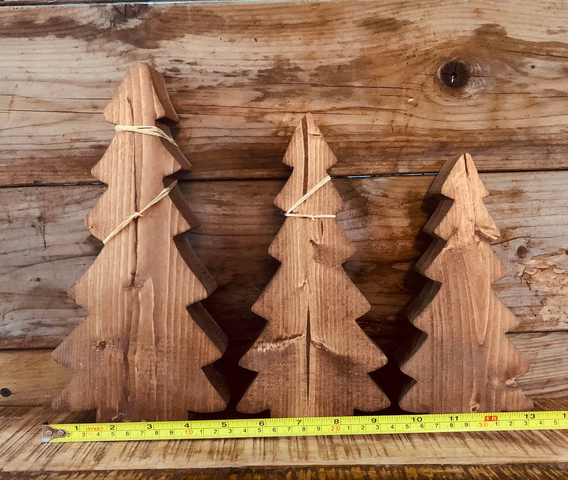 Wooden Christmas Trees Set of 3 Trees Christmas Holiday | Etsy