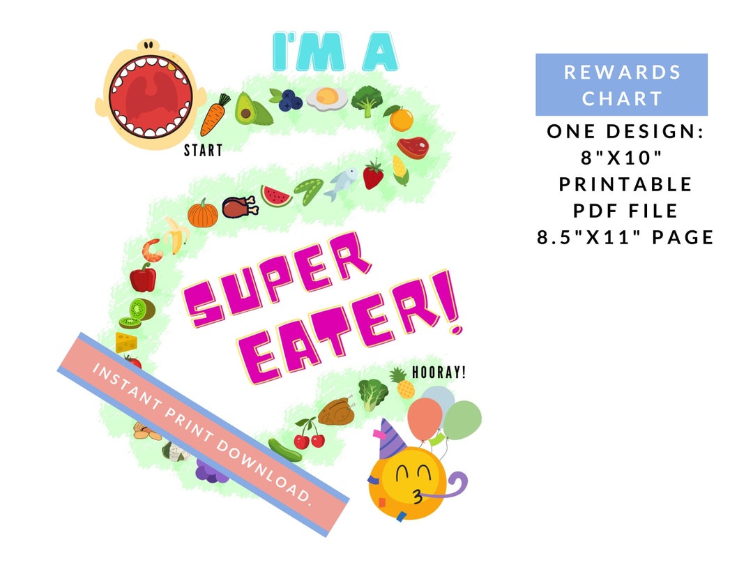 Food Rewards Chart | Rewards Chart for Kids | Printable Rewards Tracker ...