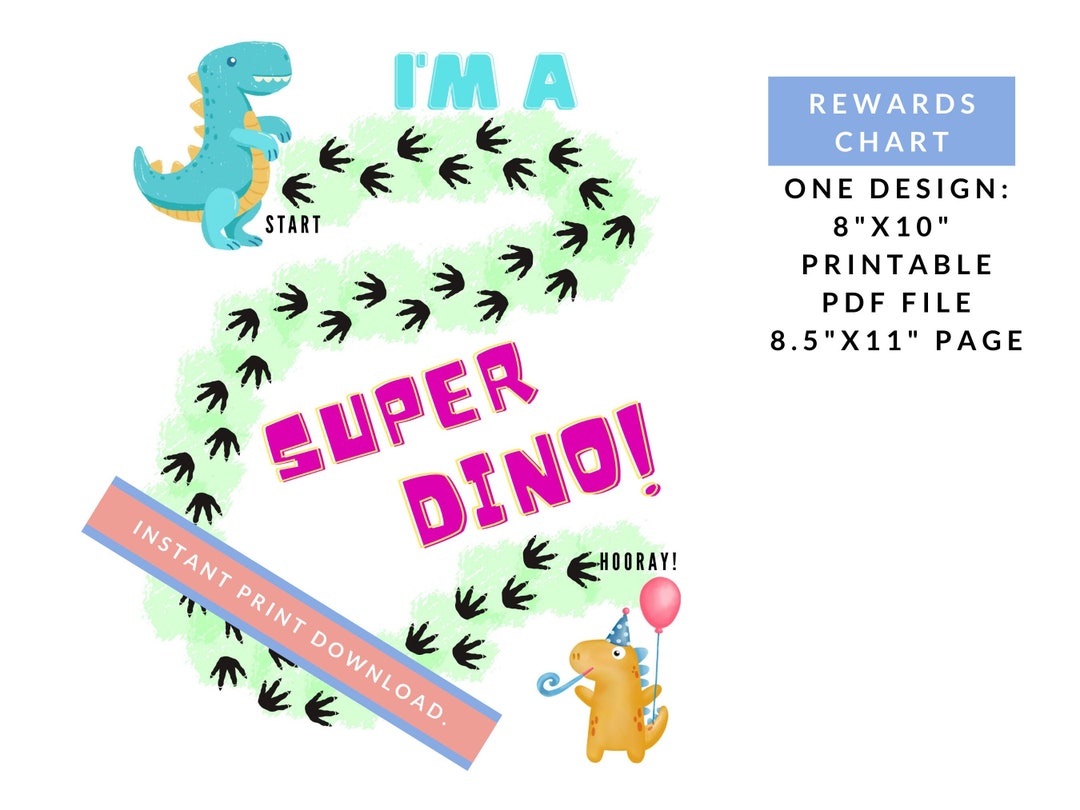 Dinosaur Rewards Chart Rewards Chart For Kids Printable Etsy