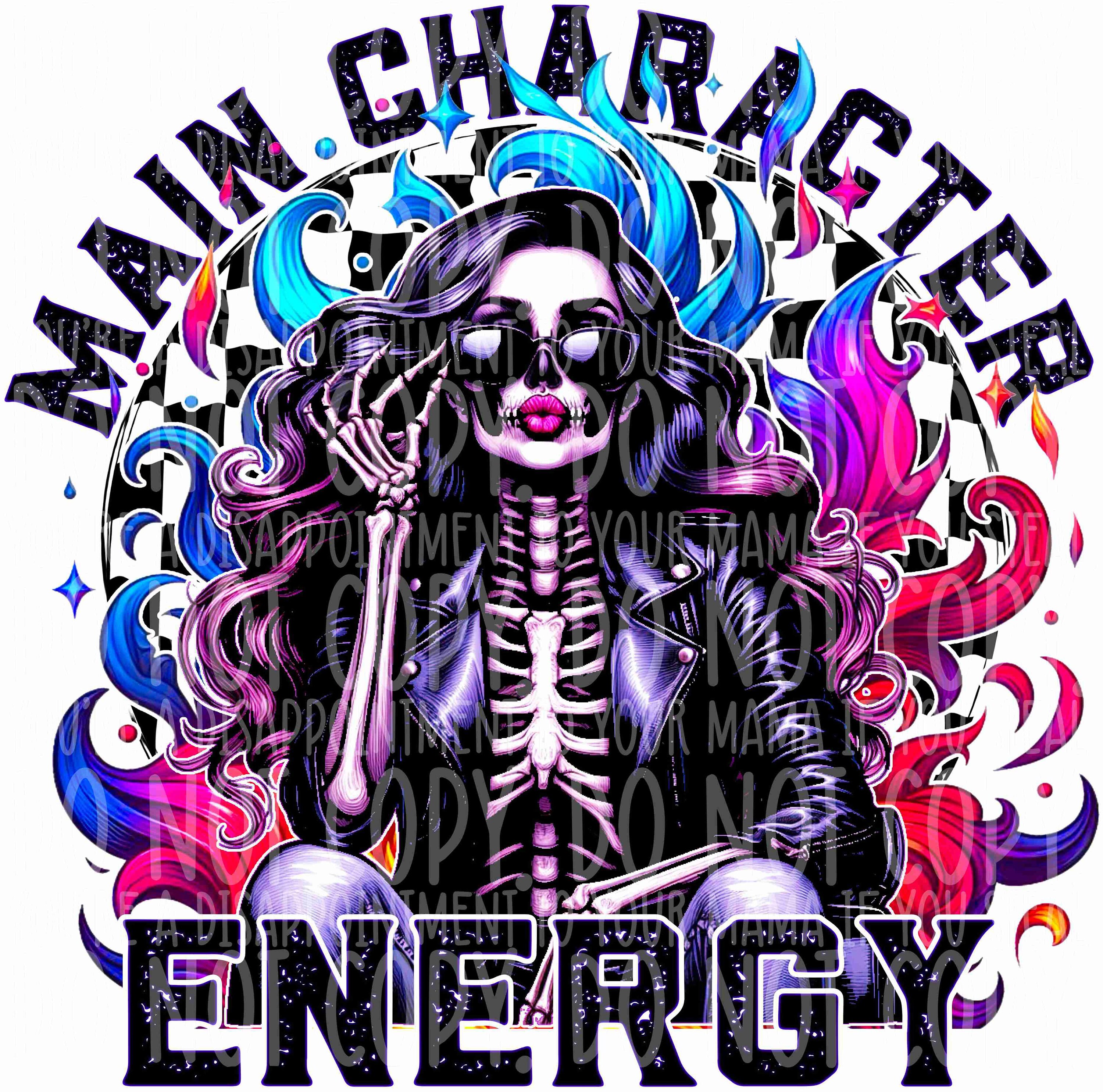 Skeleton, Main Character Energy, PNG, Digital Download, Sublimation ...