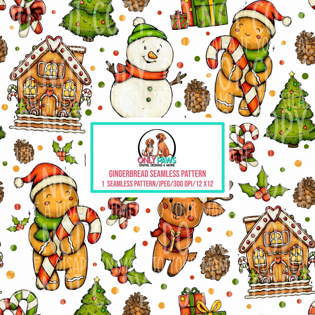 Seamless Gingerbread Christmas Digital Paper, Instant Download - Etsy