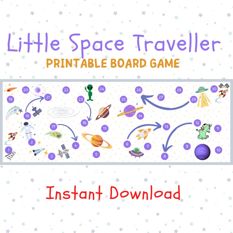 Printable Space Board Game Instant Download PDF Solar System Stars ...