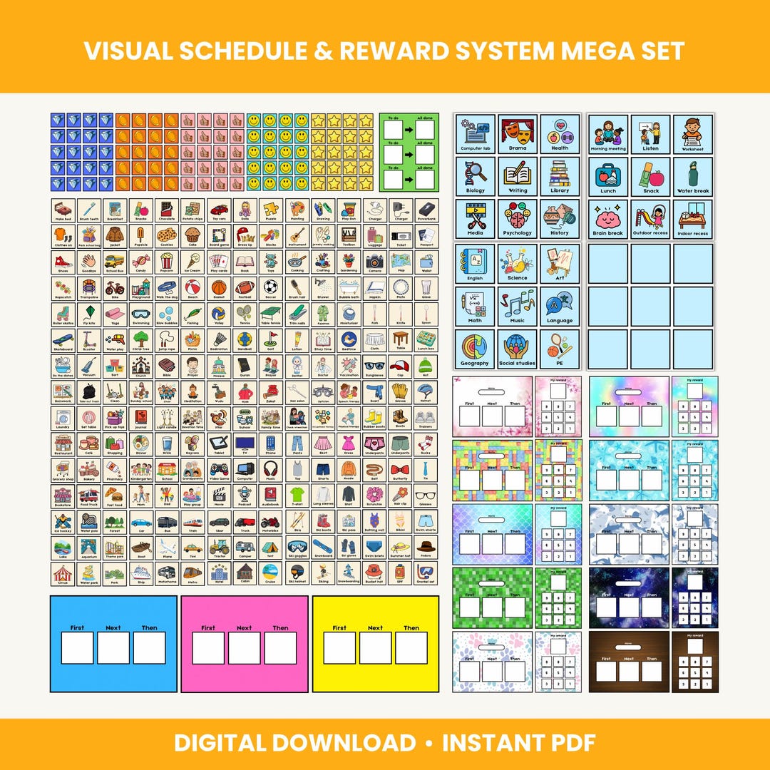 Visual Schedule & Reward System Mega Set | First-then Boards, Daily ...