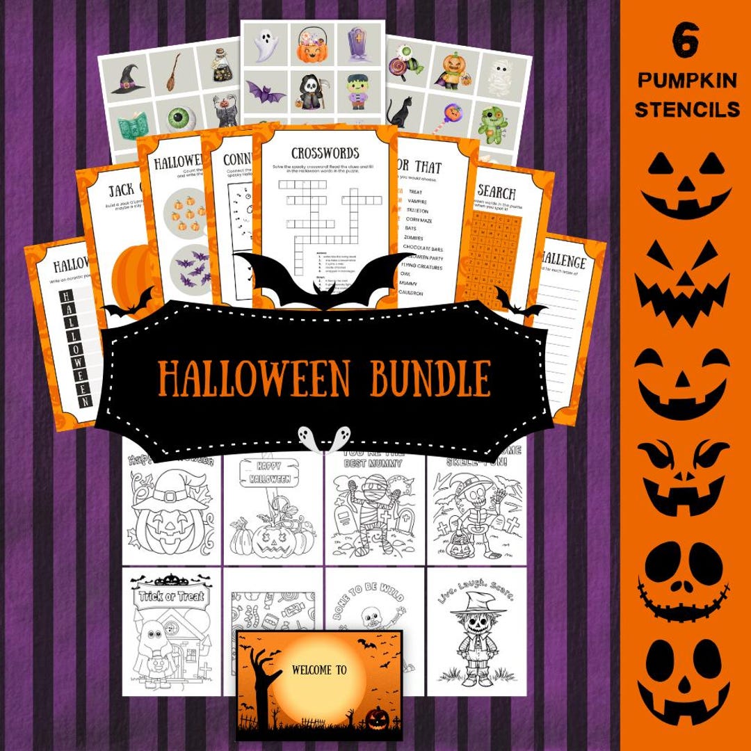 Halloween Activity Bundle: Printable Games, Coloring Pages, and Crafts ...