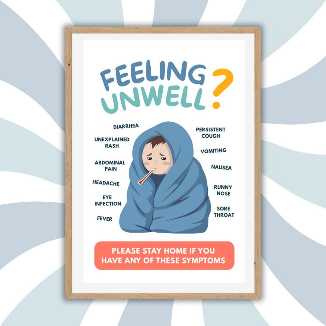 Feeling Unwell Poster | Sick Day Symptoms Chart for Kids | Preschool ...