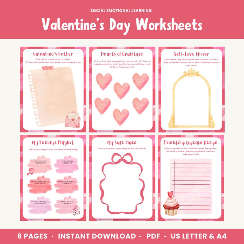 Valentine’s Day SEL Worksheets for Kids | Social Emotional Learning ...