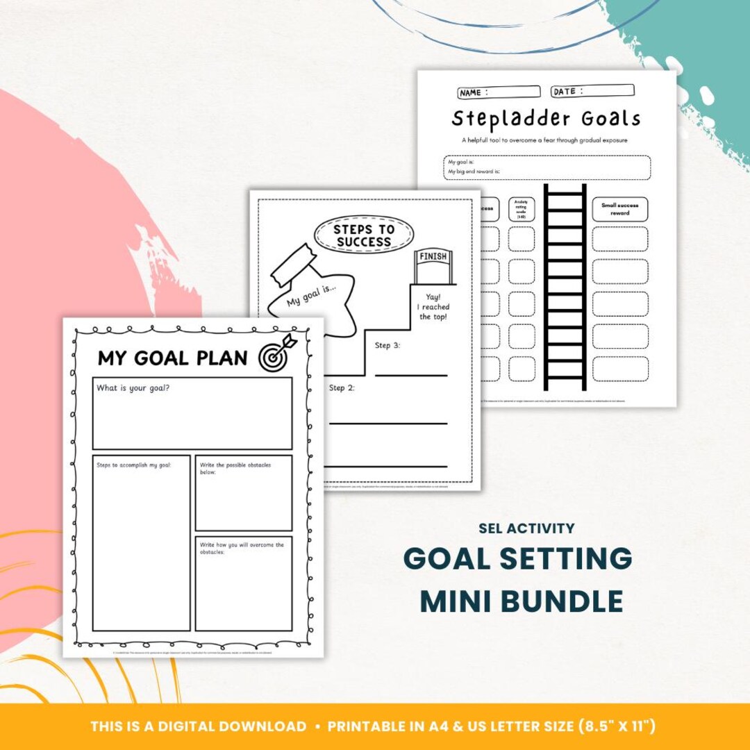 Stepladder Goal Setting Worksheet Bundle: CBT Anxiety Tool (PDF) - Etsy