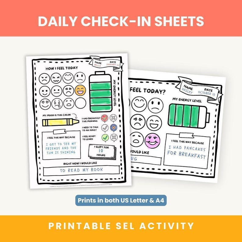 Daily Check-in for Kids & Classrooms | SEL Mindfulness Worksheets ...