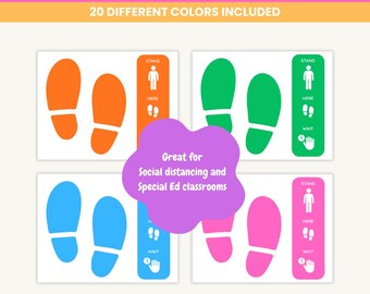 Feet Floor Line up Spots for Classroom | Printable Social Distancing ...
