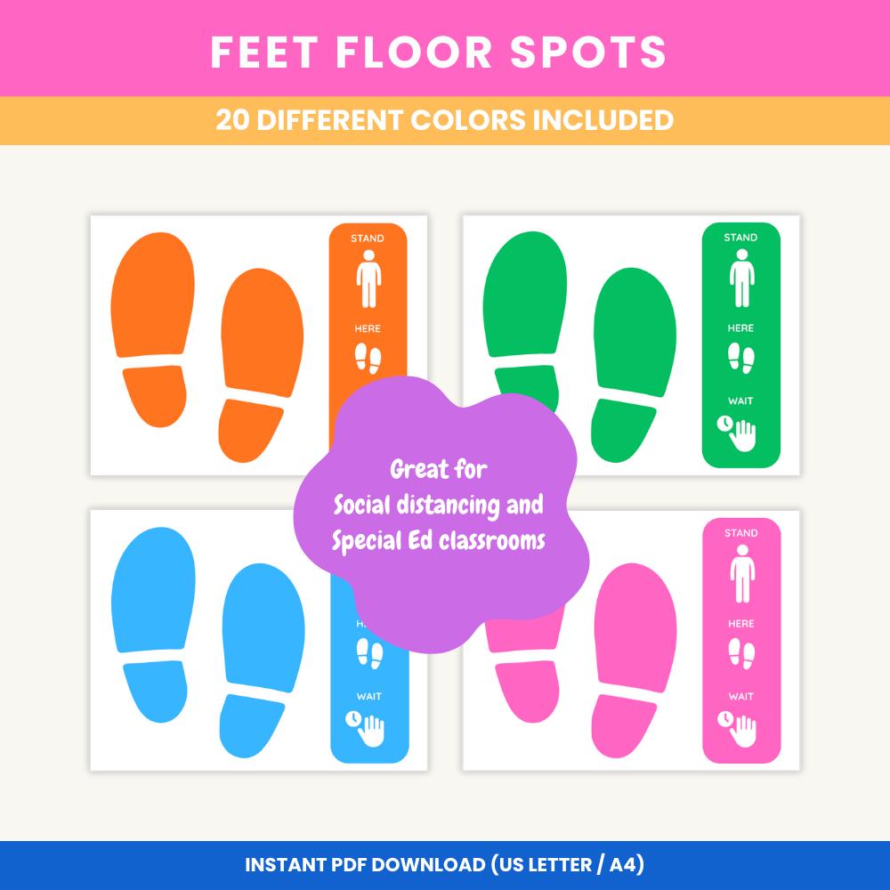 Feet Floor Line up Spots for Classroom | Printable Social Distancing ...