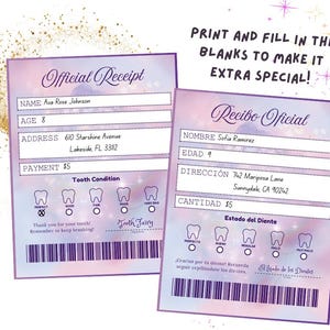 Tooth Fairy Letter & Receipt Set – Printable Lost Tooth Note for Kids ...