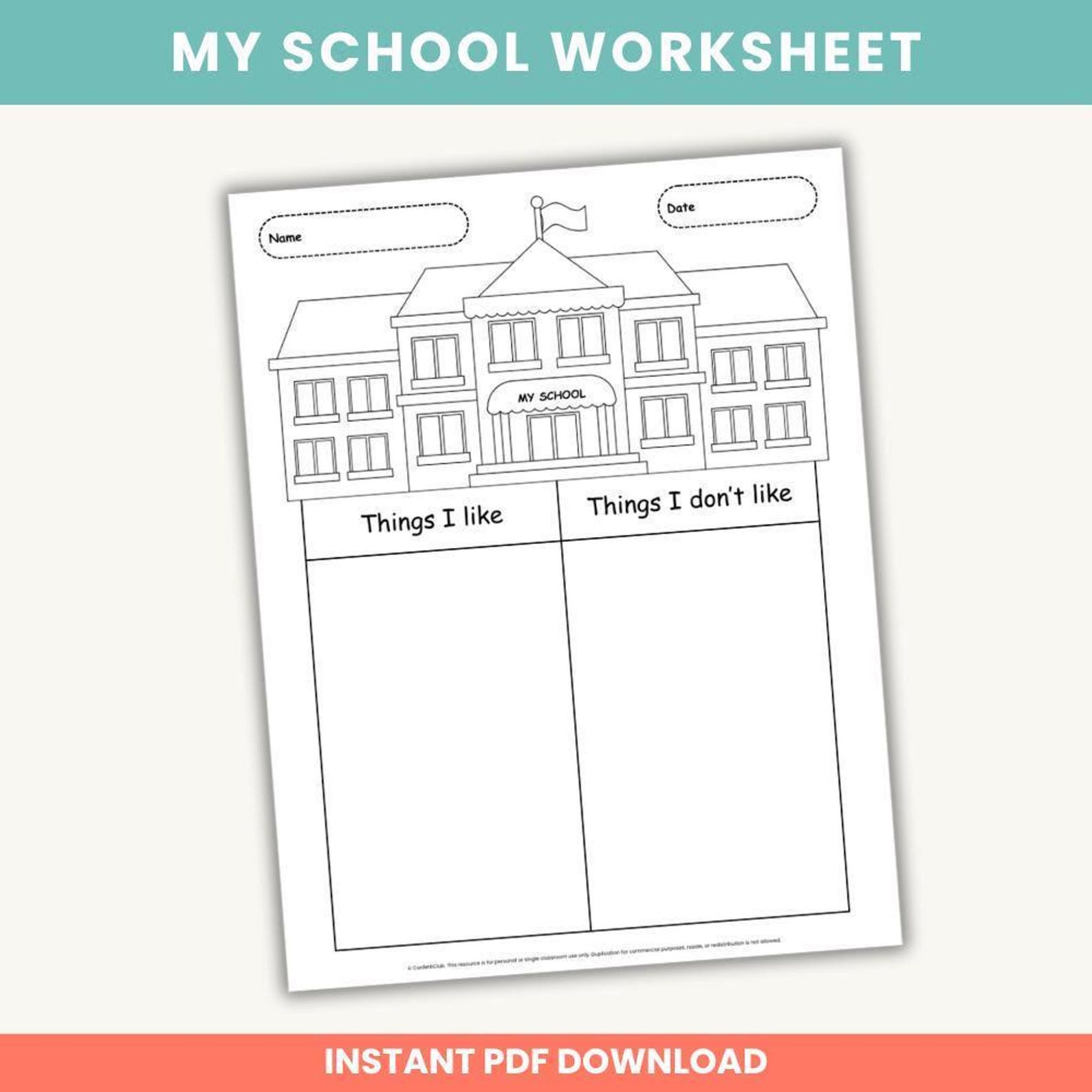 My School Worksheet | School Refusal & Anxiety Printable | Things I ...