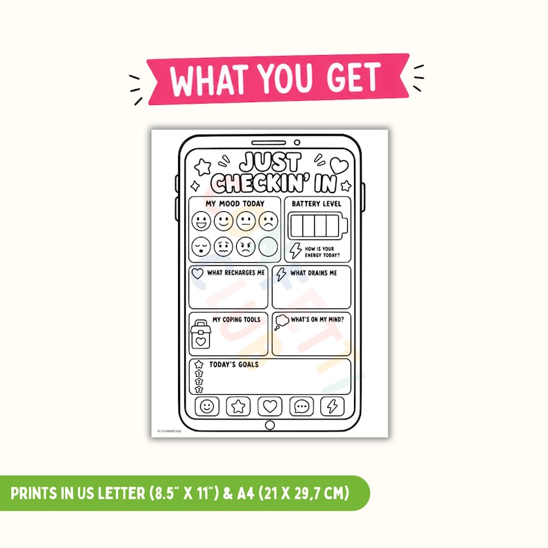 Kids SEL Check-in Printable | Daily Emotional Regulation Worksheet ...