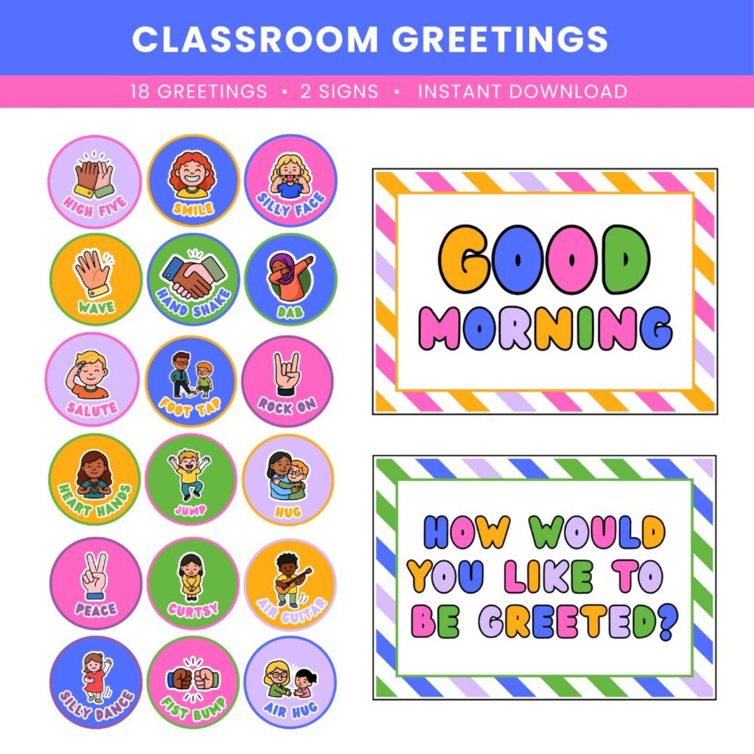 Classroom Greeting Posters | Printable Morning Greeting Choice Cards ...