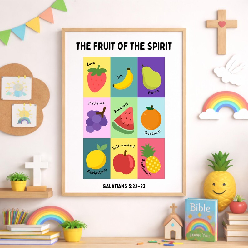 Fruit of the Spirit Poster Bundle for Kids | Christian Classroom Decor ...
