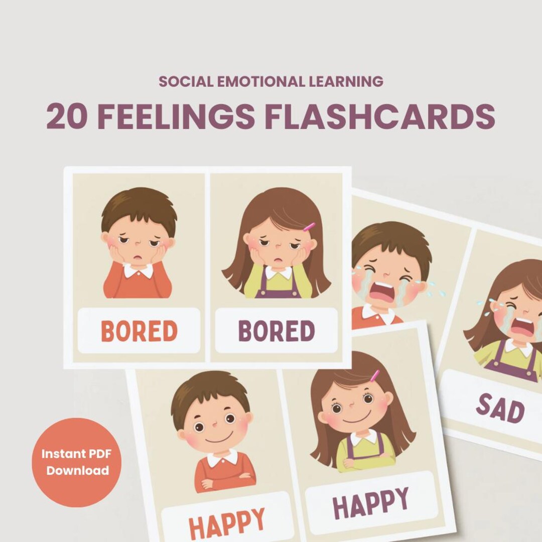 Feelings Flashcards: Printable Emotions Cards for Kids (PDF) - Etsy