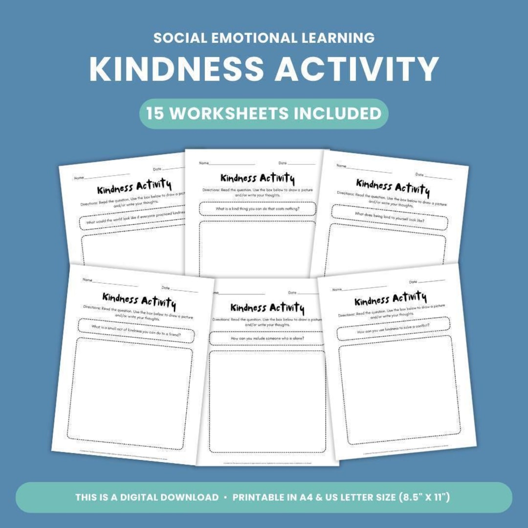 Kindness Activities for Kids, 15 Printable SEL Worksheets, Social ...