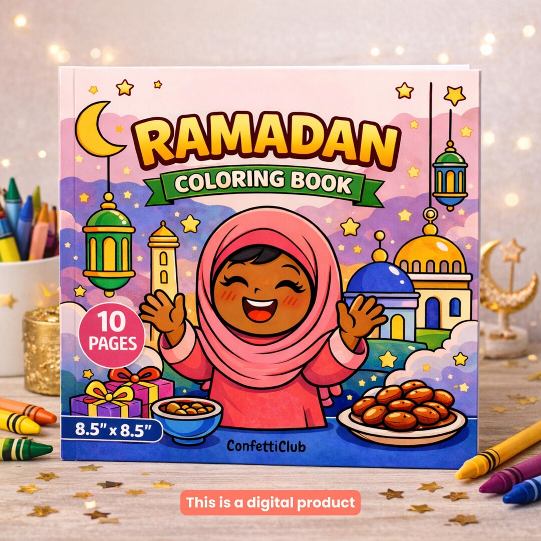 Ramadan Coloring Book Printable | 8.5"x8.5" Kids Islamic Coloring Pages ...