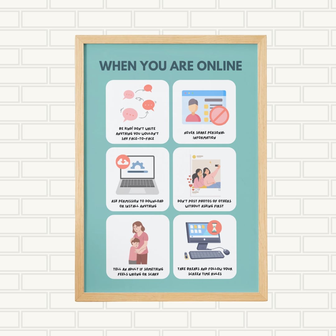 Internet Safety Poster for Kids | Online Safety Rules | Bulletin Board ...