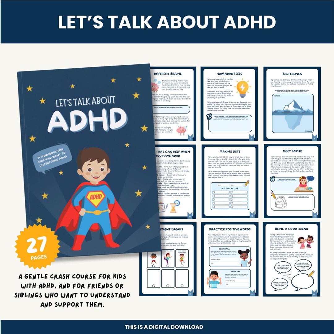 Understanding ADHD Workbook for Kids, Friends & Siblings | Social ...