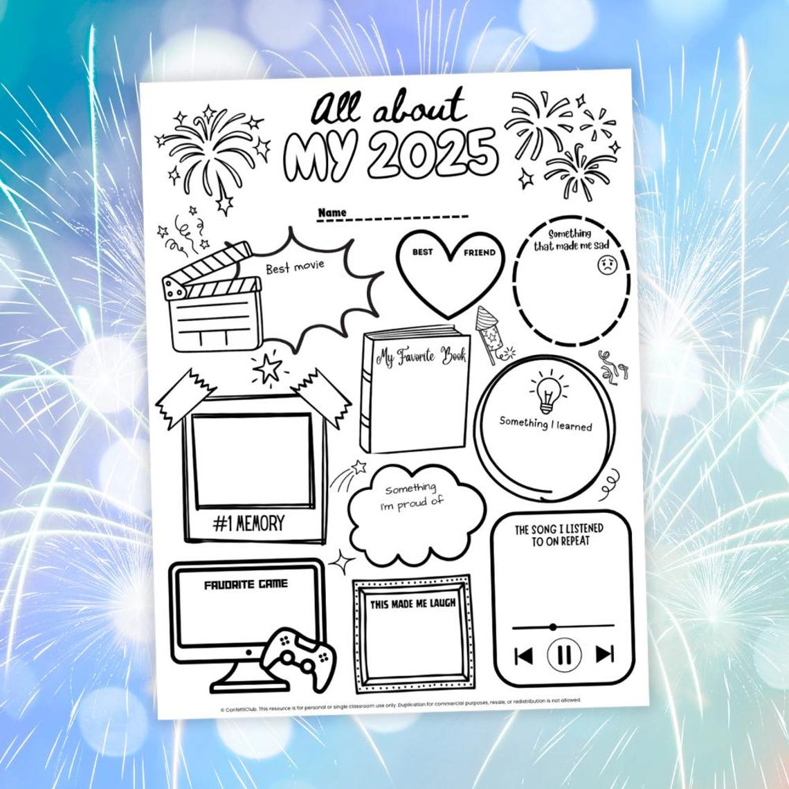 All About My 2025 Printable | New Years Reflection Worksheet for Kids ...