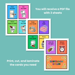 Restroom Rules Visuals for Kids: Bathroom Routine Posters (PDF) - Etsy