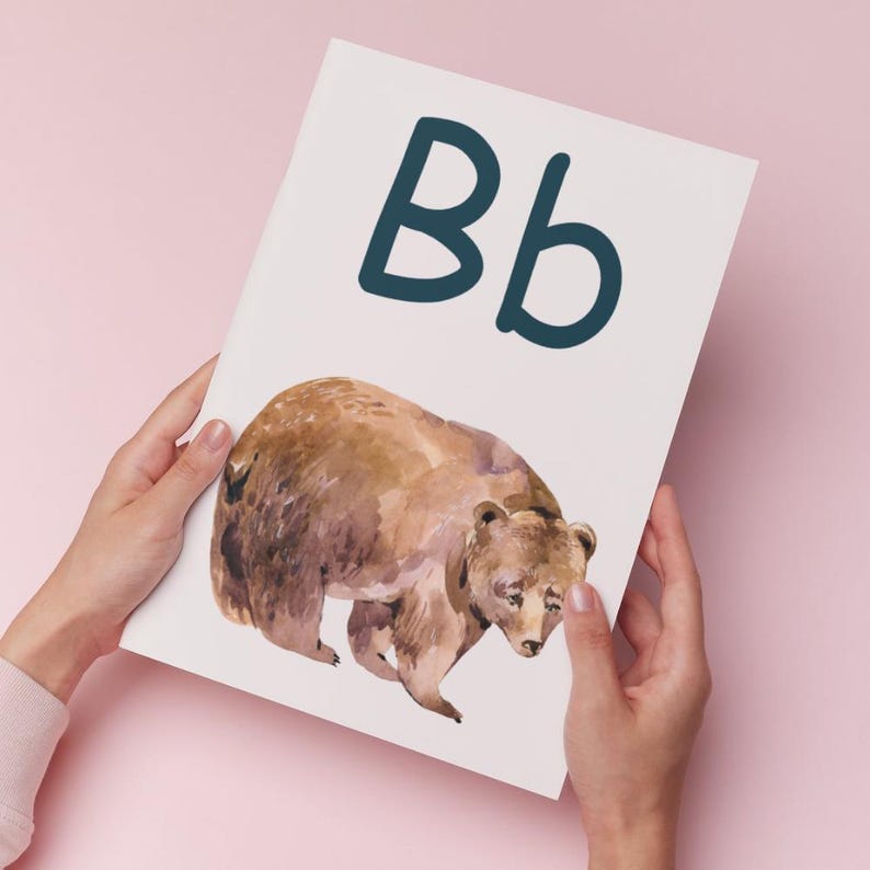 Watercolor Animal Alphabet Flashcards | ABC Learning Cards and ...