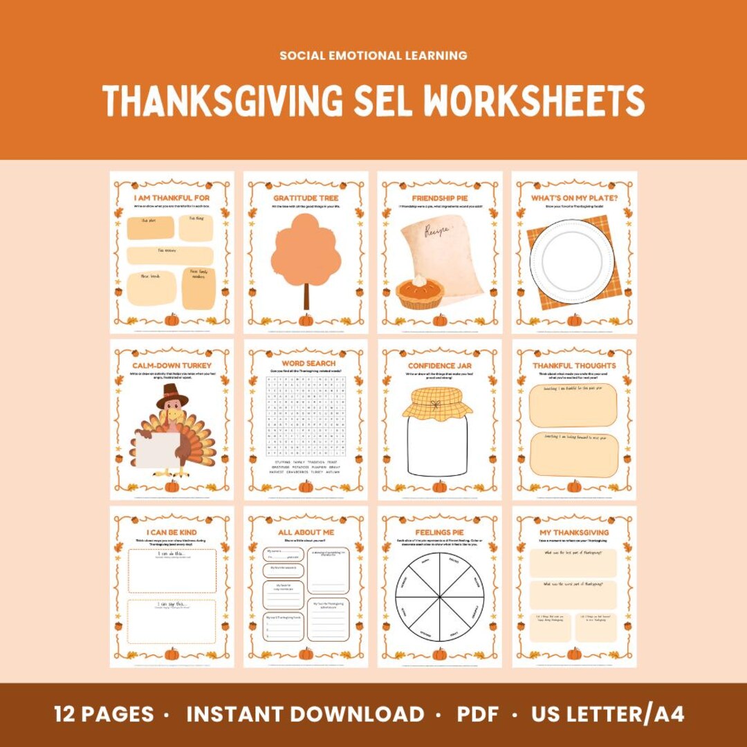 Thanksgiving SEL Worksheets | Gratitude, Kindness & Mindfulness ...