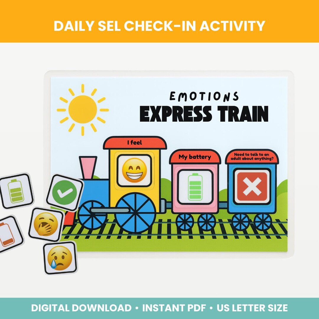 Emotions Check-in Train | Daily Feelings Chart for Kids | Classroom SEL ...
