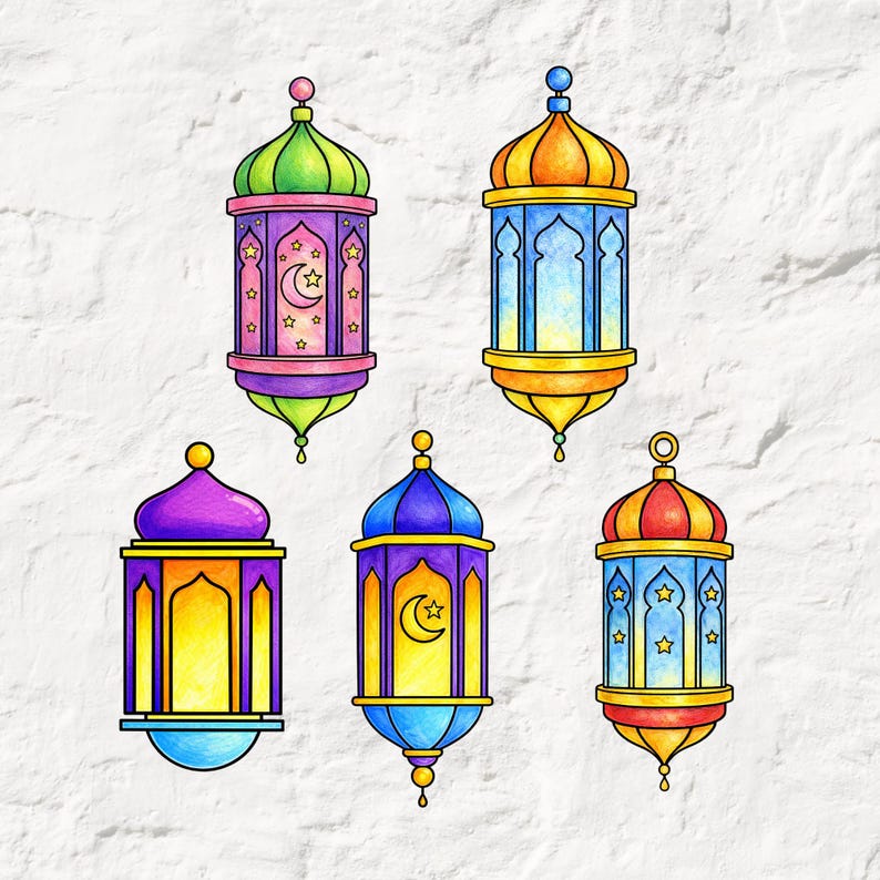 Ramadan Lantern Coloring Pages Printable PDF | Eid Mubarak Kids Craft ...