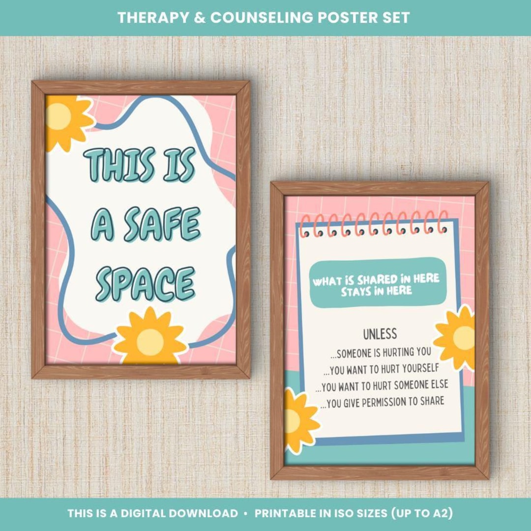 Therapy & Counseling Confidentiality Poster Set, Safe Space (digital ...