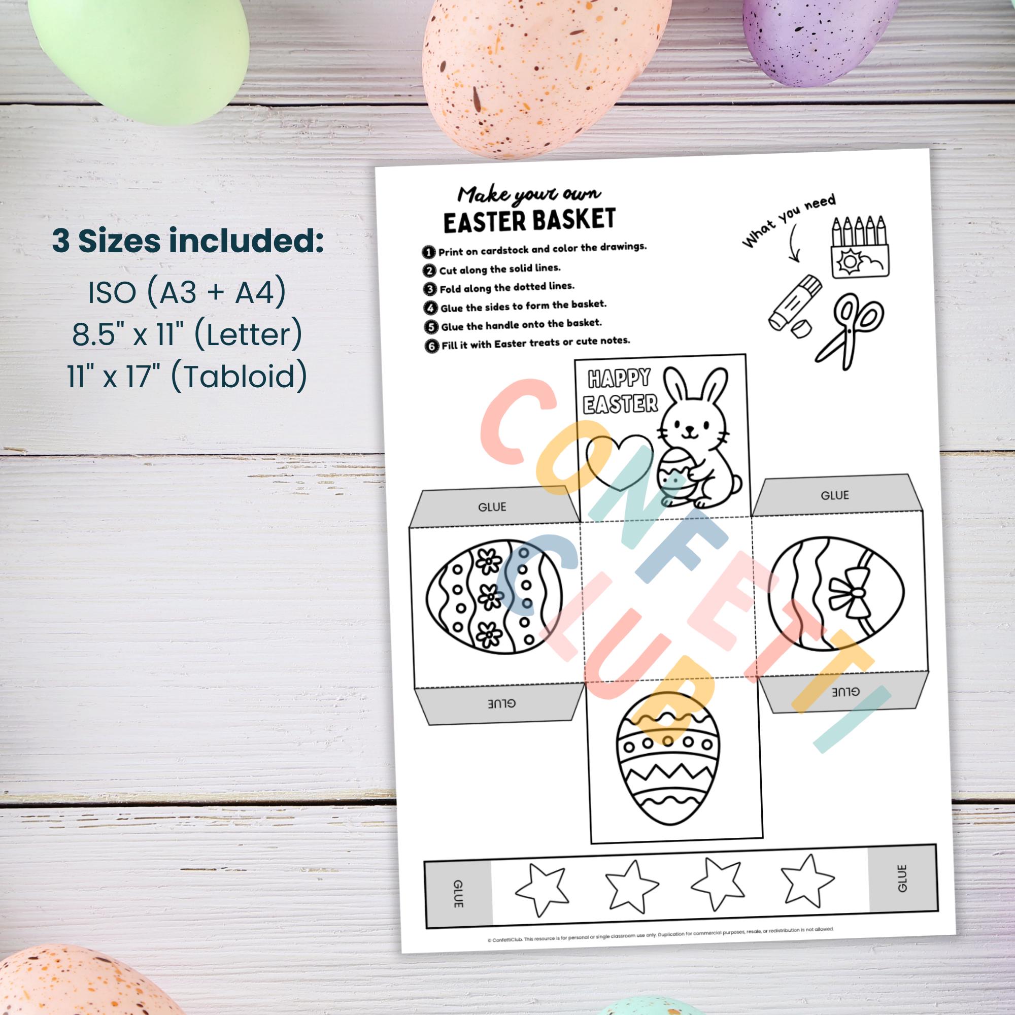 Printable Easter Basket Craft Template | DIY Coloring Easter Basket ...