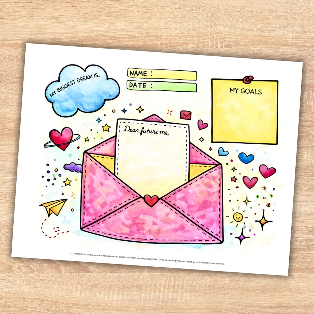 Dear Future Me Letter for Kids | Goal Setting Worksheet | SEL Printable ...