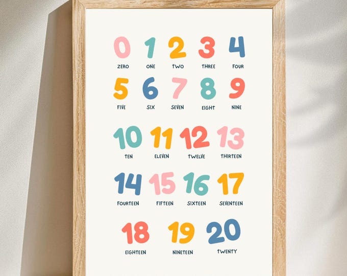 Numbers 1-20 Poster: Bilingual Learning, Preschool Classroom Art ...