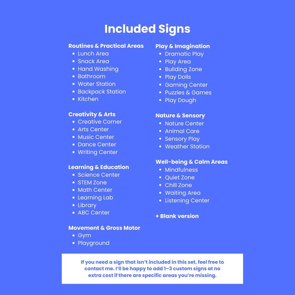 Colorful Center Signs for Daycare & Preschool, Organization Solution ...