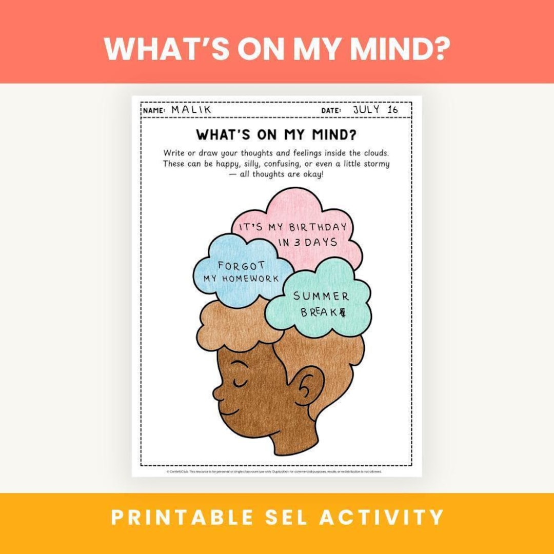 What’s on My Mind Worksheet – Printable SEL Feelings & Emotions ...