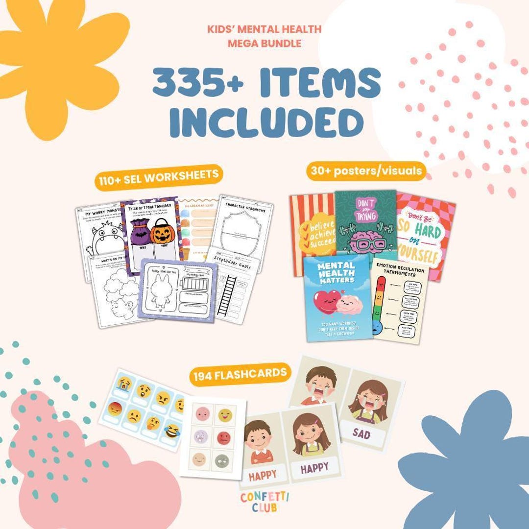 Kids Mental Health SEL Mega Bundle – Printable Worksheets, Posters ...