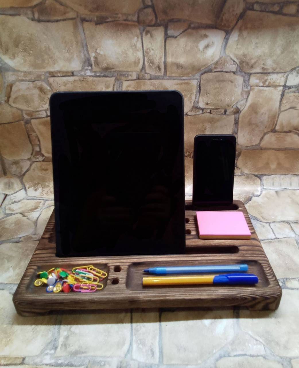 Office Desk Organizer Gift for men Wooden Organizer Desk | Etsy