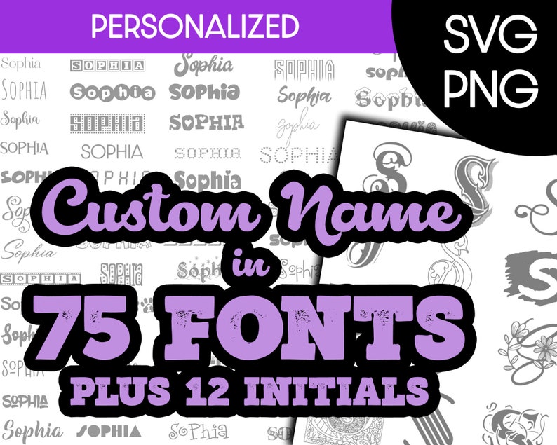 Custom Name SVG Personalized Cut File Your Name in Many Fonts 75 SVG ...