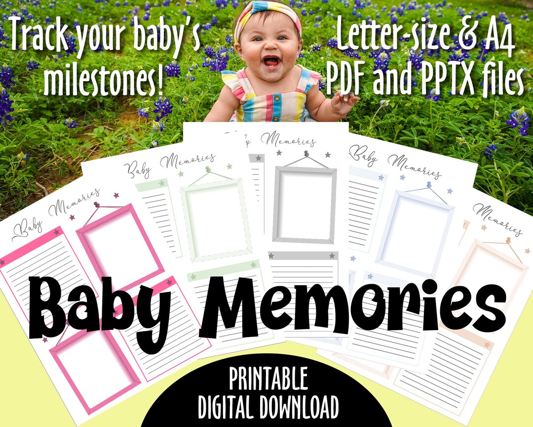 Baby Memory Book Printable Pages / Tracker PDF and Powerpoint Digital ...