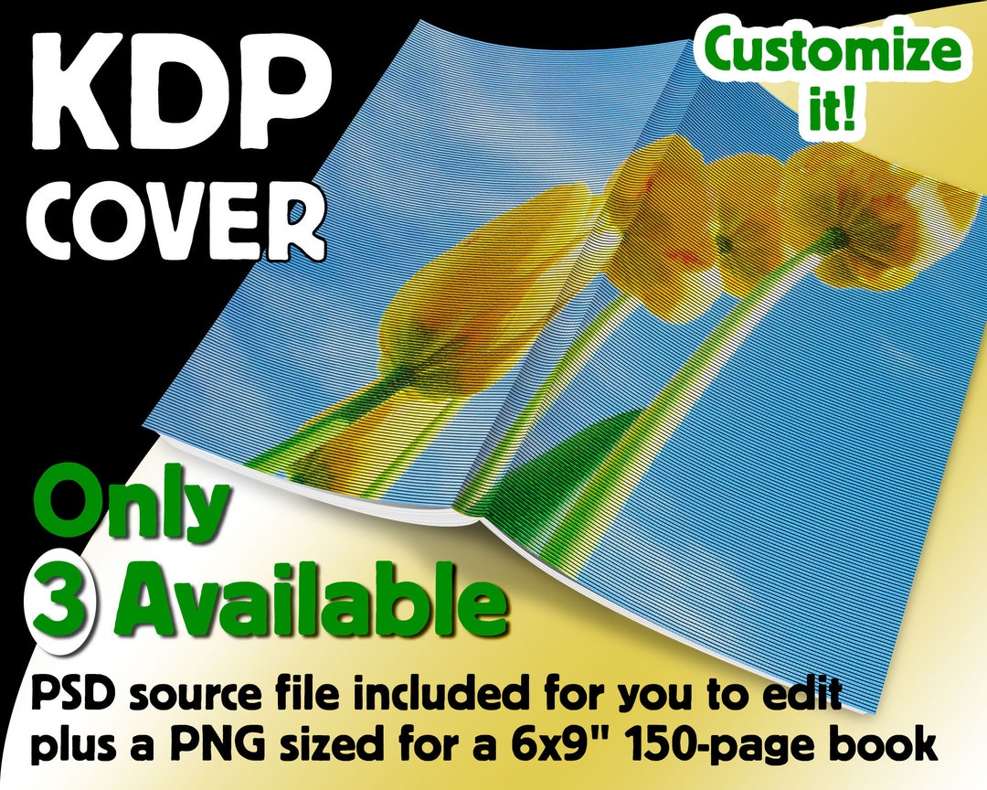 6x9 Tulip KDP Book Cover Design PSD & PNG 6x9 White 150 Pages Kindle ...
