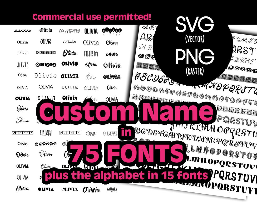 Custom Name SVG | Personalized Cut File | Your Name in Many Fonts (75 ...