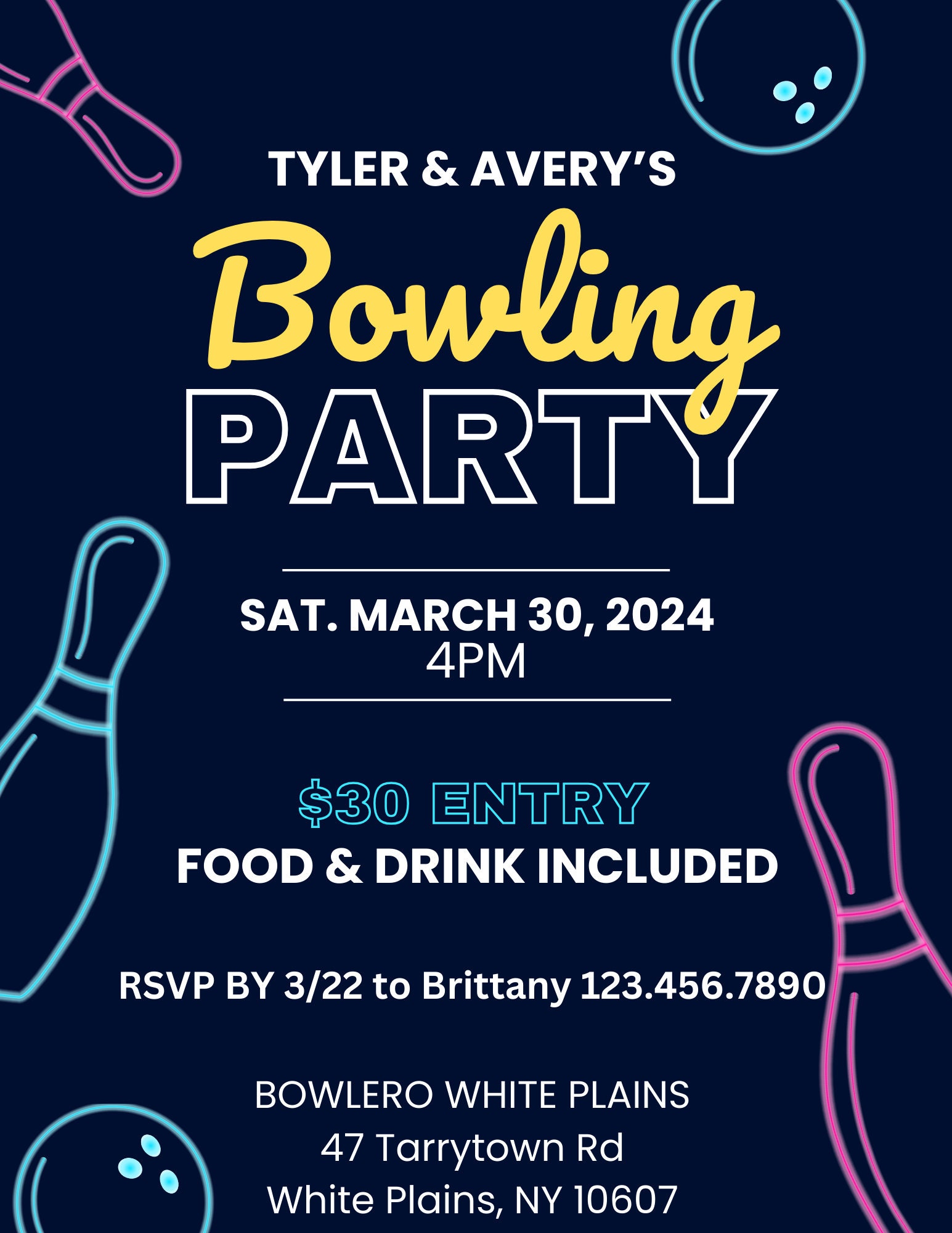 EDITABLE Bowling Party Invite Canva Invite Digital Invitation Drunk ...