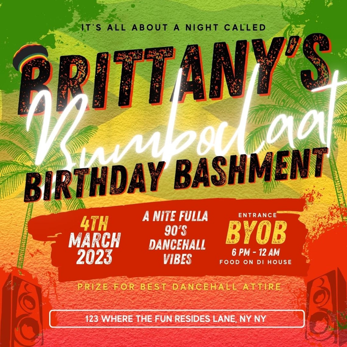 EDITABLE Reggae Party One Love Party Canva Invite Digital Invitation ...