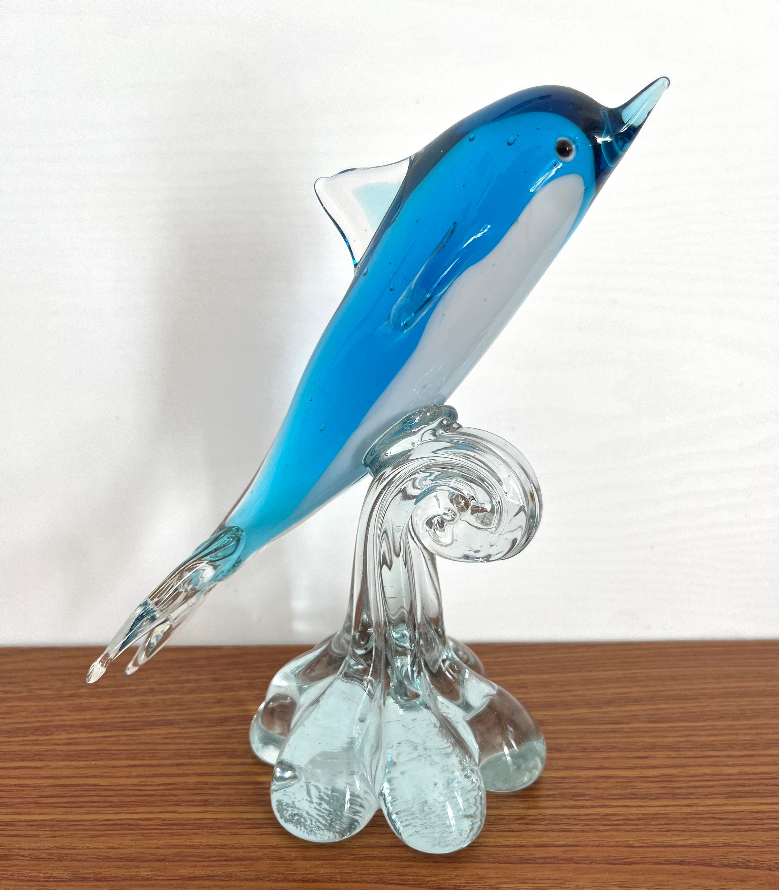 Vintage 80’s/90’s Glass Dolphin on A Wave 21.5cm - Etsy